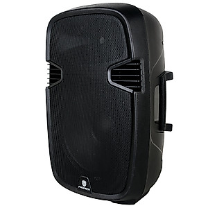 PRORECK PR-C15 Portable 15-inch 600 Watt 2-Way Powered Dj/PA Speaker with Bluetooth/USB/SD Card Reader/FM Radio/Remote Control/LED Light/Speaker Stand, Black