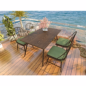 COZPLEN Outdoor Non Slip Chair Pad, Bistro U-Shaped Dining Chair Seat Cushions with Ties, 14x14 inch, Set of 2, (Black)