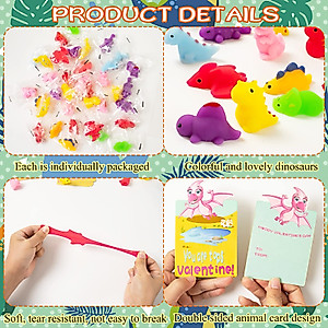 Valentines Day Cards with Squishy Gift for Kids School Classroom 36pcs Dinosaur Mochi Squishy Toys with Cards for Kids Valentines Party Favors Classroom Exchange Gifts