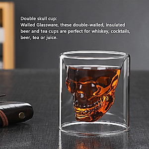 DSYJ Skull Face Shot Glasses Heavy Base Crystal Cups Set of 4, Party Home and Entertainment Dining Beverage Drinking Glassware for Whiskey Brandy Liquor Bar Decor Jello 75 ML/2.64oz Clear