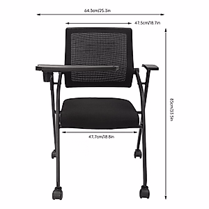 LOHISHILO 1pcs Mesh Guest Reception Stack Chair with Caster Arms for Office Conference, Reception, Training Room Chair, Schools, Meeting Rooms, Step Classrooms, Churches, Homes