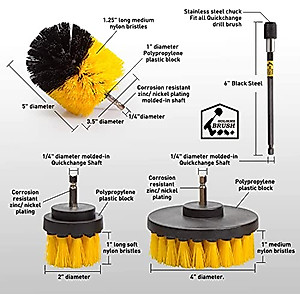 Holikme 4Pack Drill Brush Power Scrubber Cleaning Brush Extended Long Attachment Set All Purpose Drill Scrub Brushes Kit for Grout, Floor, Tub, Shower, Tile, Bathroom and Kitchen Surface White