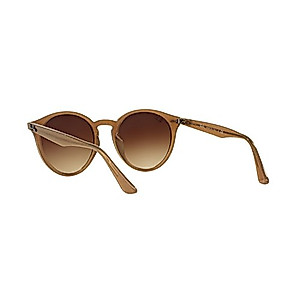 Ray-Ban RB2180F Low Bridge Fit Round Sunglasses, Turtledove/Brown Gradient, 49 mm