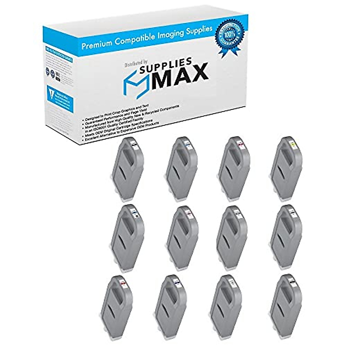 SuppliesMAX Compatible Replacement for Canon ImagePROGRAF PRO 2000/2100/4000/4100/6000/6100 High Yield Inkjet Combo Pack (PBK/C/M/Y/PC/PM/MBK/GY/PGY/R/BU/CO) (PFI-1300-12PK)