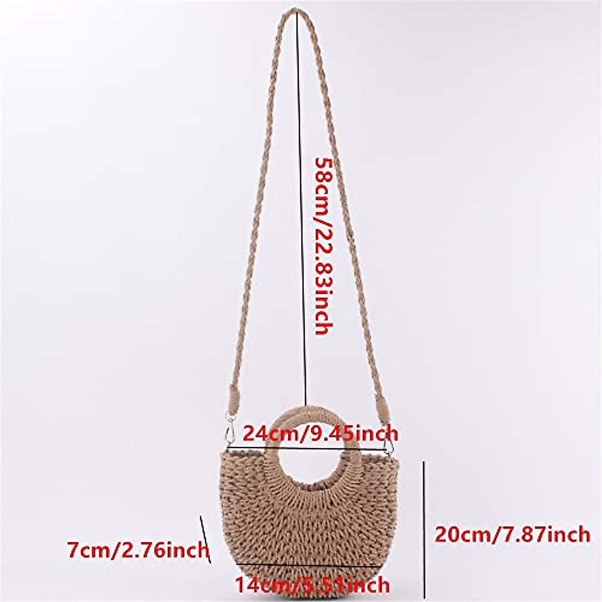 Summer Rattan Straw Bag for Women Hand-woven Shoulder Top-handle Handbag Beach Straw Tote Handmade Clutch Bags with Bow