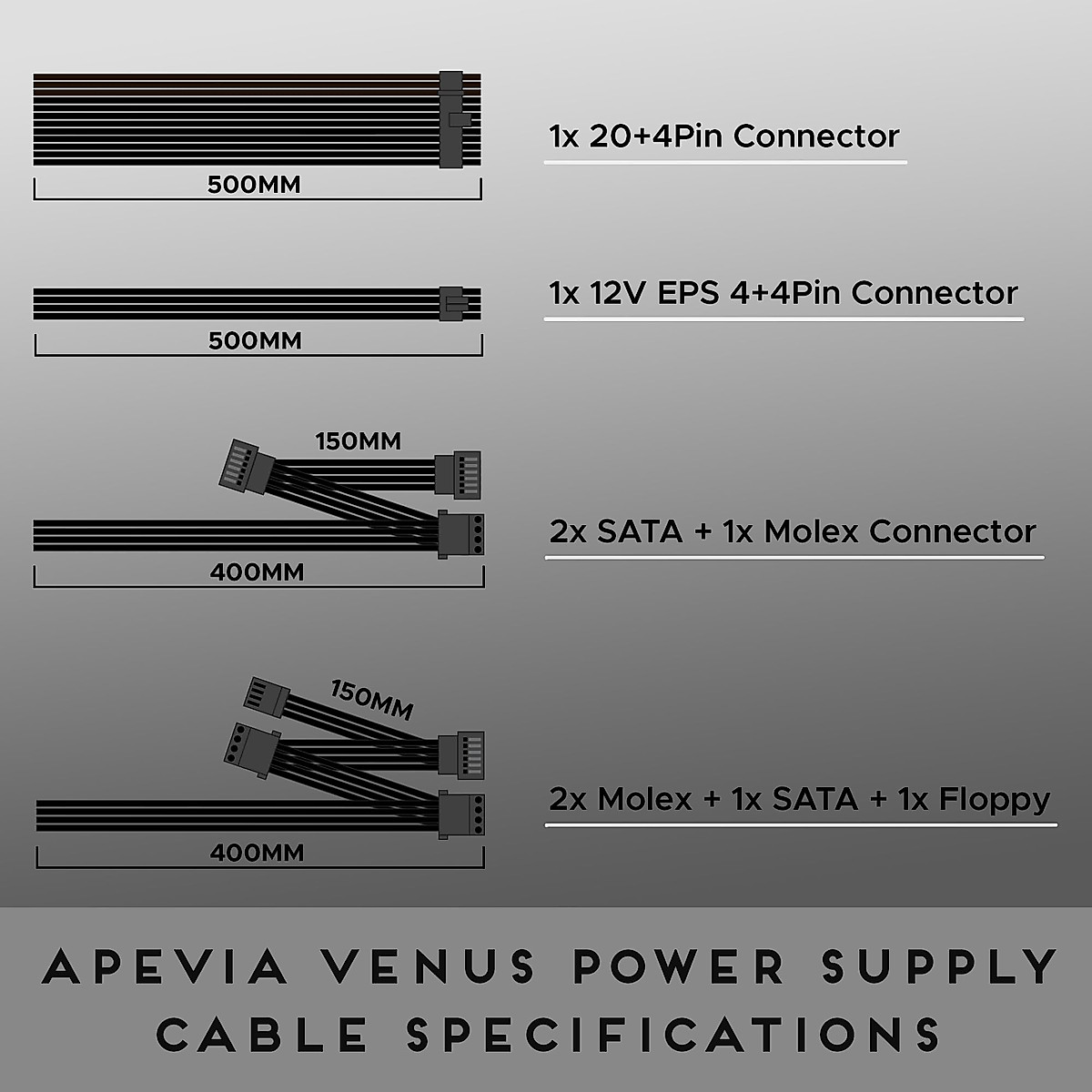 APEVIA VENUS450W 450W ATX Power Supply with Auto-Thermally Controlled 120mm Fan, 115/230V Switch, All Protections
