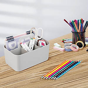 Tiawudi 2 Pack Caddy Organizer with Handle, Portable Plastic Caddy, Storage Organizer for Cleaning, Bath, Makeup, Art, Craft, Stationery, Classroom and Office, Tote Organizer