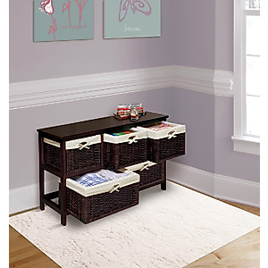 Badger Basket Five Drawer Nursery Storage Organizer with Wicker Baskets and Removable Liners - Wicker/Espresso