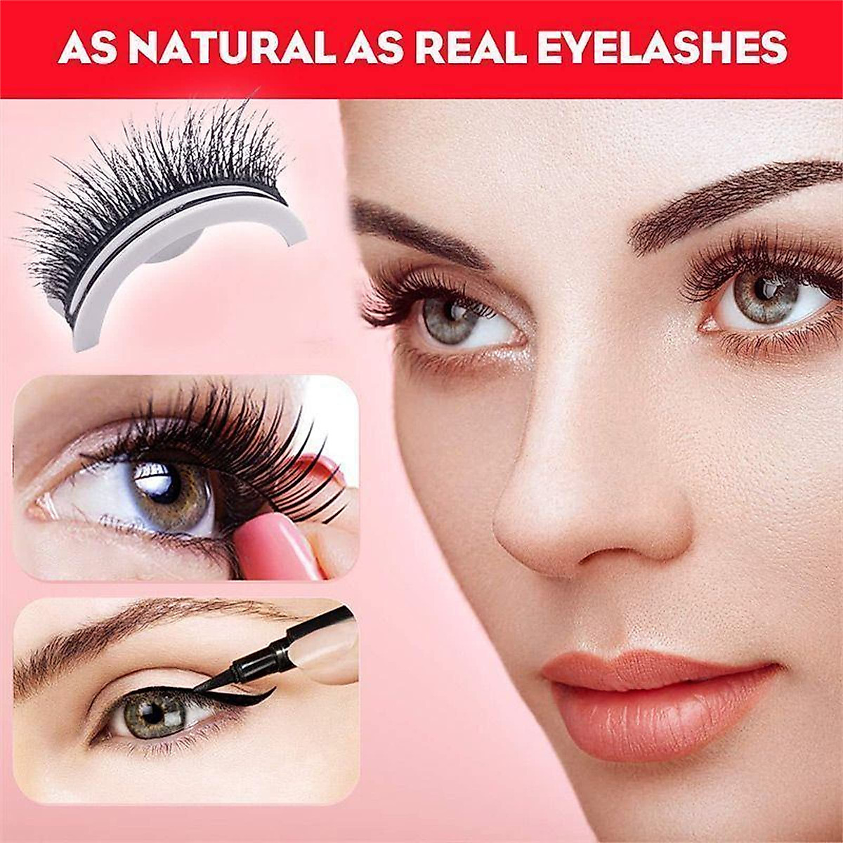 Kaylash Reusable Adhesive Eyelashes, Kayla Beauty Self Adhesive Lashes, Jesiibel Reusable 3D Self Adhesive Eyelashes, Thick Natural Lashes Makeup Fake Eyelashes, Women Self-adhesive Eyelashes-Natural1