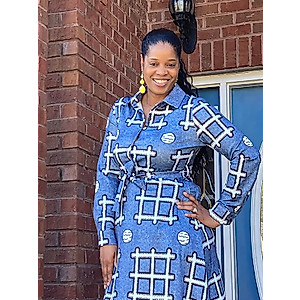 MsavigVice Maxi Dresses for Women Floral Print Casual Long Sleeve Button Down Loose Party Maxi Dress with Belt