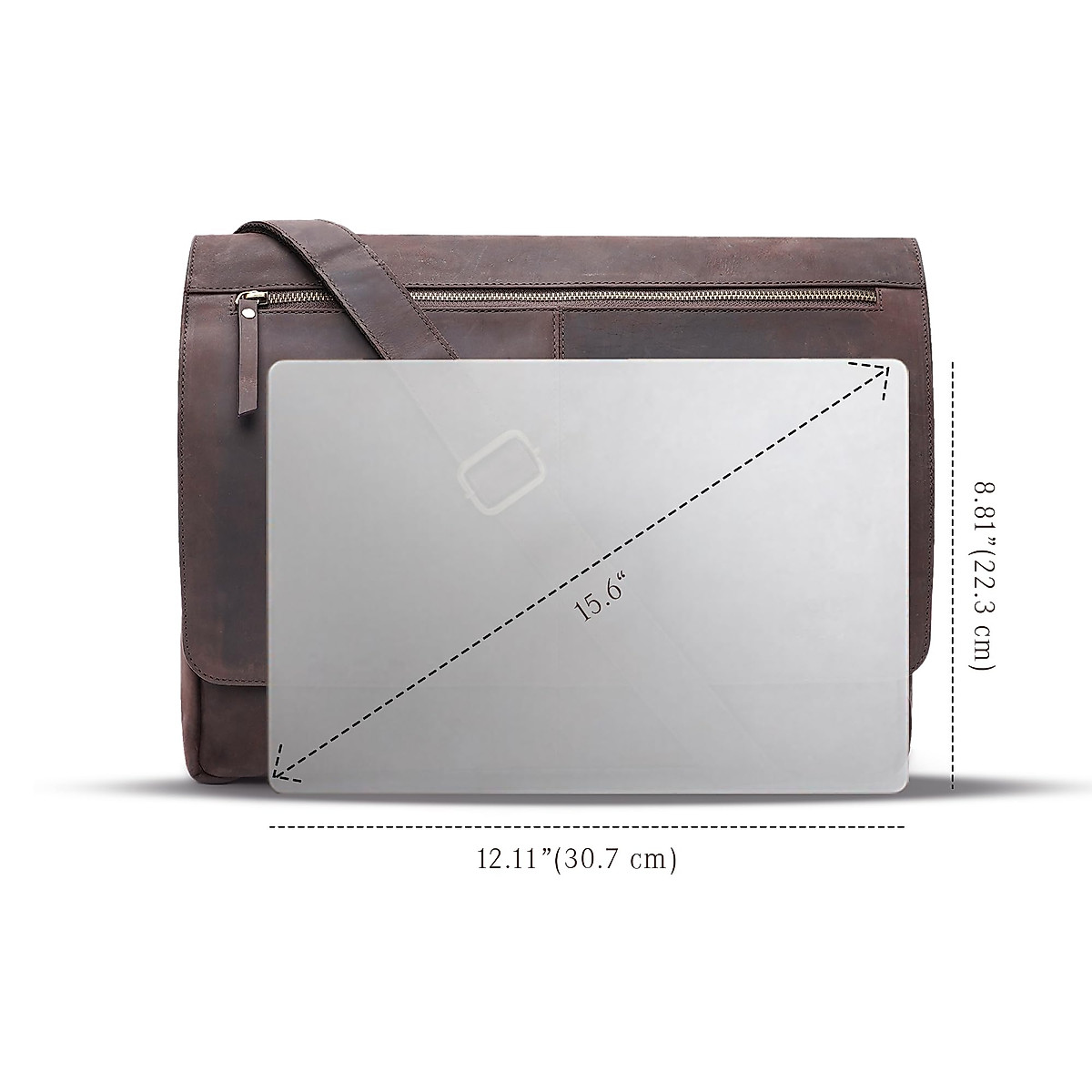 LUXEORIA Leather Briefcase Shoulder Bag for Women & Men, Over the Shoulder Bag for Women Crossbody & Mens Briefcase Office Bag for Travel | Opulent - Dark Brown