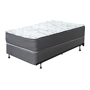 Greaton 14-Inch Firm Double sided Tight top Innerspring Mattress And 4" Wood Traditional Box Spring/Foundation Set With Frame, Twin XL, Mink