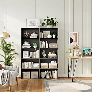 XYZTech 5-Shelf Bookcase 67 Inches Tall Modern Wood Bookshelf Floor Standing 5 Tier Display Shelves Large Open Vertical Book Shelf Library Book Case for Living Room, Home Office (Black)