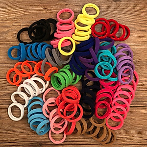XIMA 60pcs Nylon Elastic Hair Ties Hair Ties Bands Rope No Crease Elastic Fabric Large Cotton Stretch Ouchless Ponytail Holders (60pcs-Tan(HT007-17))