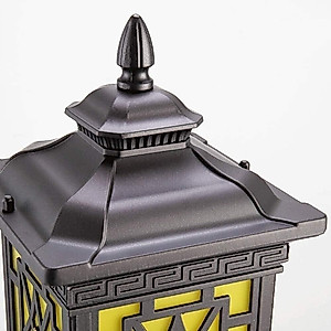 MODEBHD Chinese Retro Garden Column Head Lamp E27 Outdoor IP65 Waterproof Landscape Lighting Column Head Lamps Modern Minimalist Lawn Lamp Fence Lamp Post Lamp High Pole Lamp (Height: 60 Cm)