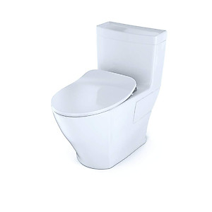 TOTO TMS624234CEFG01 Legato 1.28 GPF One Piece Elongated Chair Height Toilet with CeFiONtect - Slim SoftClose Seat Included Cotton White
