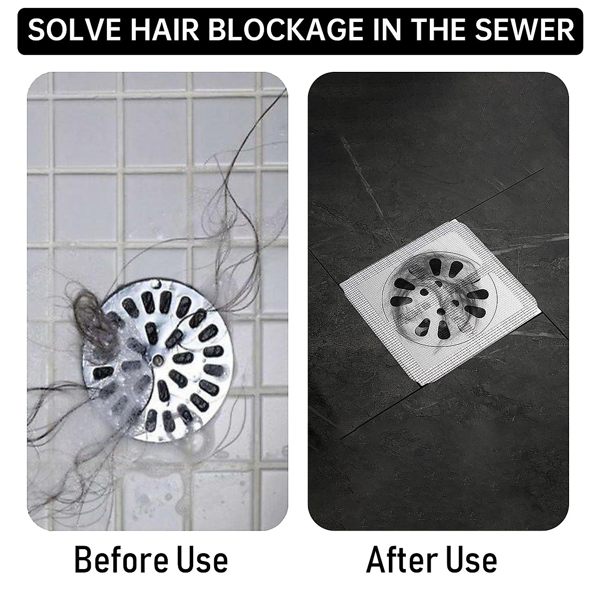 30 PCS, 3.9" X 3.9" Disposable Drain Covers, Disposable Drain Hair Catcher, Disposable Drain Covers for Shower, Disposable Filter Patches for Drain, Disposable Shower Drain Hair Catcher Mesh Stickers