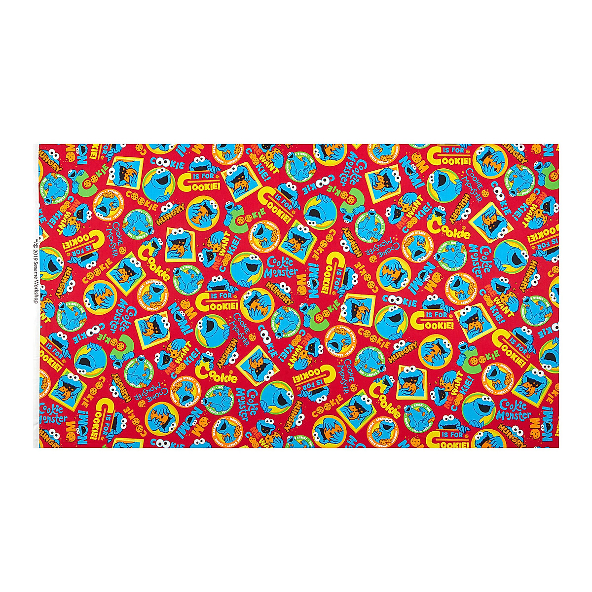 Sesame Street Digital Characters Cookie Monster Toss Red, Fabric by the Yard