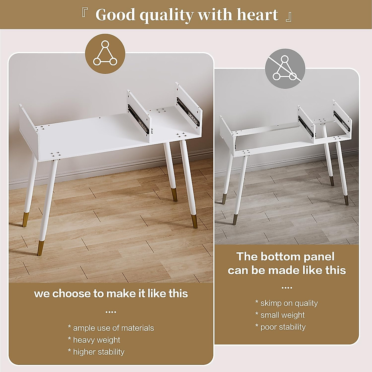 Milky White,Make Vanity Set with Touch Screen Dimming Mirror, 3 Color Lighting Modes, Dressing Table with 3 Sliding Drawers, Modern Bedroom Makeup Table and Cushioned Stool Set for Women Girls