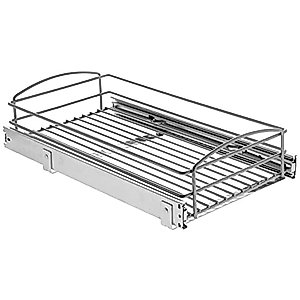 Knape & Vogt RS-MUB-11-FN 5 in. H x 12 in. W x 20 in. D Multi-Use Pull-Out Basket Cabinet Organizer in Silver