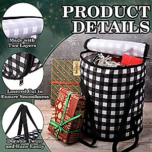 4 Pcs Light Storage Bag Buffalo Plaid Thickened Light Storage Bag with 3 Pcs Cardboard Wraps, Large Light Bulb Storage Bag with Zippered Closure for Holiday Festival (Black Buffalo Plaid)