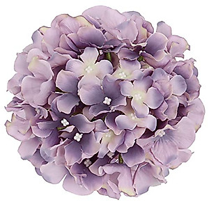 Flojery Silk Hydrangea Heads Artificial Flowers Heads with Stems for Home Wedding Decor,Pack of 10 (Dream Purple)