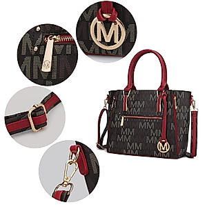 MKF Crossbody Shoulder Bag for Women – PU Leather Top Handle Pocketbook – Roomy Tote Satchel Handbag Purse M Charm Brown