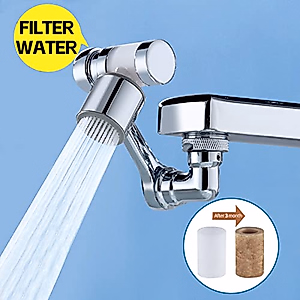 1080 Degree Rotatable Faucet Aerator with Filter,Universal Swivel Robotic Arm Swivel Extension Faucet Aerator 2 Mode Splash Extension Faucet Extender Attachment, Washing Eye/Hair/Face/Brush Teeth