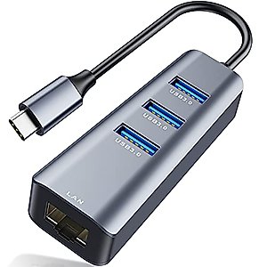 USB C to Ethernet Adapter, ABLEWE 4-in-1 RJ45 to USB-C/Thunderbolt 3 to Gigabit Ethernet LAN Network Adapter for MacBook Pro/Air 2021/2020/2019, iPad Pro 2021, Chromebook, XPS, Surface Book 3/2/Go