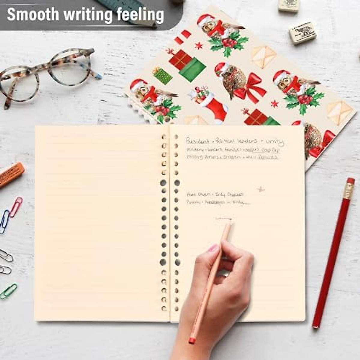 SPRIPORT Christmas Gift Owls Spiral Journal Notebook for Women Men A5 Memo Notepad Sketchbook with Durable Hardcover & 60 Pages College Notebooks for Journaling Notes Study School Work Boys Grils
