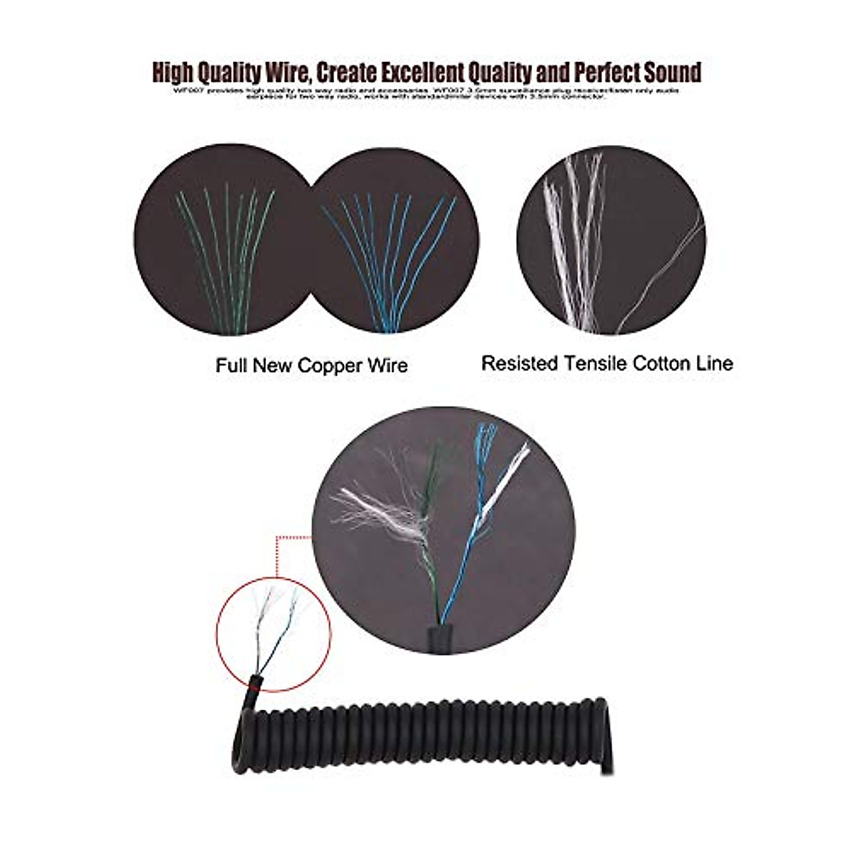 WLFYS WF007 3.5mm Listen Only Law Enforcement Two Way Acoustic Tube Police Radio Earpiece,1 Pin Surveillance Walkie Talkie Transceivers Ear Bud Receiver Speaker Headset