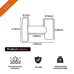 Lckaien Matte Black Bathroom Towel Coat Hook Stainless Steel, 2 Pack Robe Clothes Cabinet Closet Sponges Hooks Holder Round Style Heavy Duty Wall Hook for Bathroom Kitchen Hotel Wall Mounted