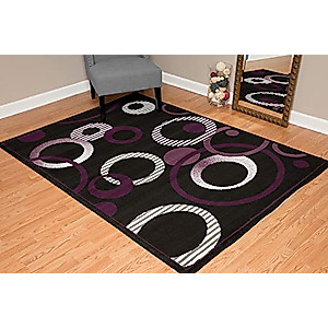 United Weavers Dallas Hip Hop Runner Rug – Plum, 2x8 Runner, Modern Indoor Area Rug with Jute Backing, Circular Geometric Design
