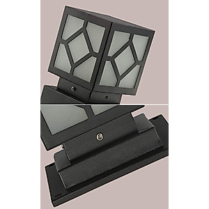 Bwldma Square Retro Courtyard Lamp Led Outdoor Waterproof Post Lamp Retro Industrial Home Garden Pillar Light Glass Lampshade Gate Villa Courtyard Park Column Headlight (Size : 28cm)