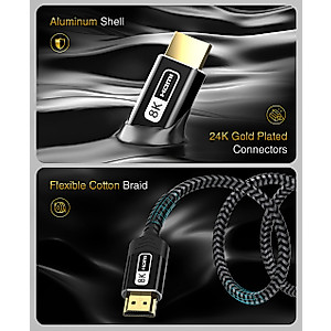 BlueRigger Certified 10K 8K HDMI Cable - 6FT (8K 60Hz Ultra HD, 48Gbps High Speed, eARC, HDR10, 4:4:4, HDCP 2.3) - Compatible with Game Consoles, HDTV, Apple TV, Monitor, Blu-Ray