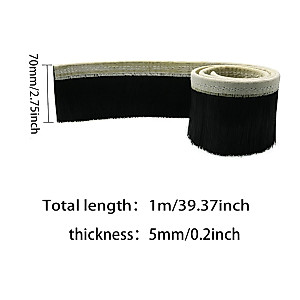 ITROLLE CNC Vacuum Brush 1m x 70mm/39.37 x 2.75inch Vacuum Cleaner Engraving Machine Dust Cover Nylon Strip Brush for CNC Router, Spindle Motor Milling Machine