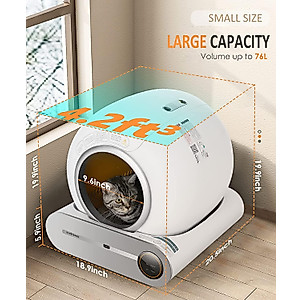 Self Cleaning Cat Litter Box, Automatic cat Litter Box, 65L + 9L Cat Litter Cleaning Robot, App Control
