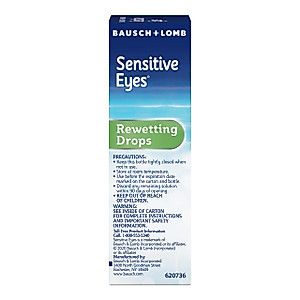 Bausch & Lomb Sensitive Eyes Contact Lens Solution, for Rewetting Soft Contact Lenses, 0.5 Fl Oz