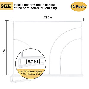 melos 12 Pack Shelf Dividers, Wire Shelf Dividers for Closet Organization, Metal Closet Shelf Dividers for Wood Shelves, Closet Dividers for Wardrobe Cabinet Bookcase, Bathroom and Kitchen, White