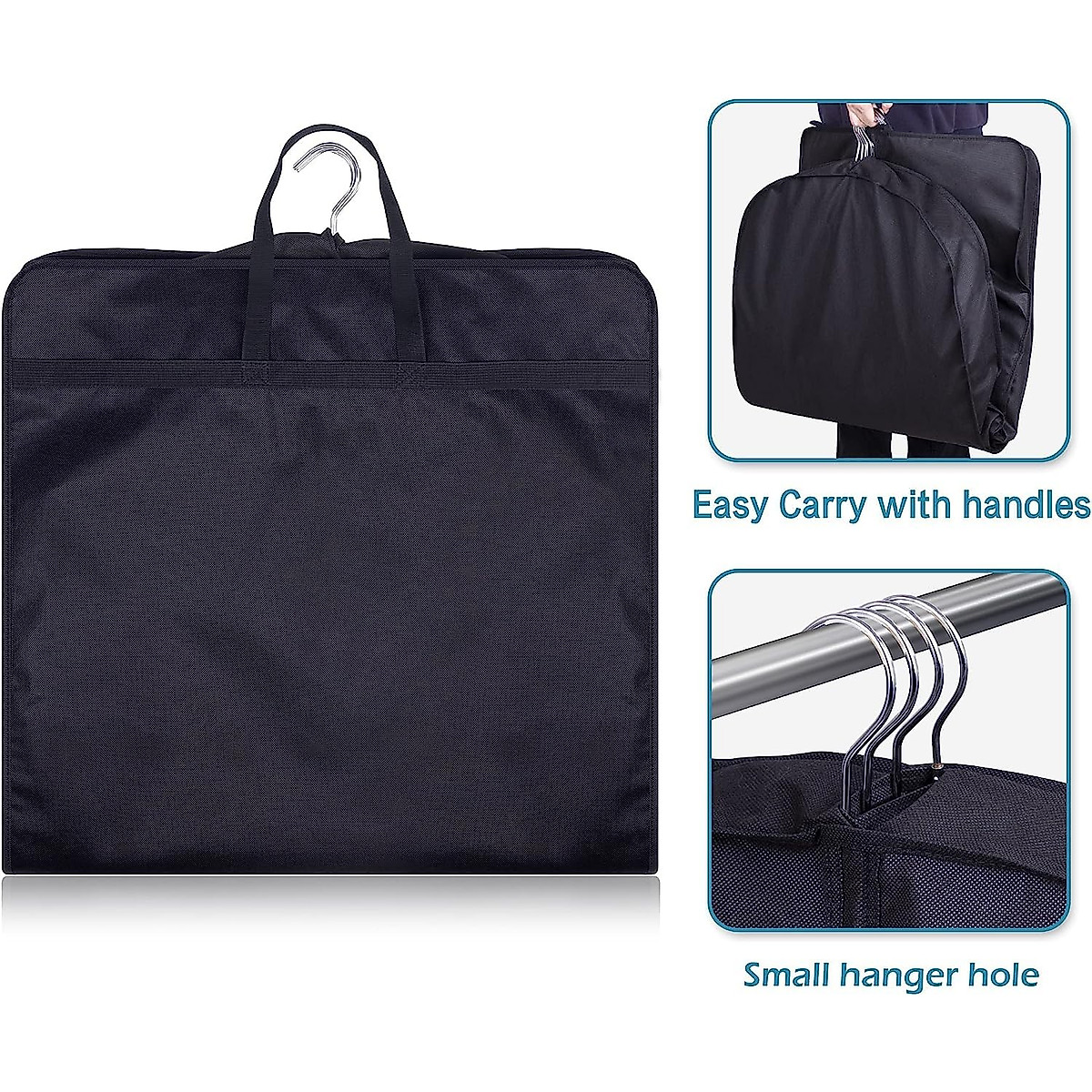 KIMBORA 43" Suit Bags for Closet Storage and Travel, Gusseted Mesh Hanging Garment Bags for Men Suit Cover With Handles for Clothes, Coats, Jackets, Shirts（3 Packs，Black）
