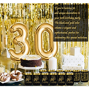BackURyear 30th Birthday Decorations for Men Women, Him 30th Birthday Party Supplies, Her 30 Years Old Birthday Decor, Back in 1994- Turning Thirty, Can Cooler Sleeves, Black&Gold/12 Pcs