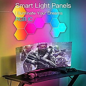 Firmlly RGB Hexagon Lights, LED Hexagon Wall Light, Smart Hexagonal Wall Panels, Bluetooth/WiFi Connection, LED Wall Panels for Gaming Room, Bedroom, Wall Decor (WiFi*3PCS, RGB)