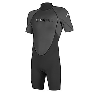 O'Neill Men's Reactor-2 2mm Back Zip Short Sleeve Spring Wetsuit, Black/Graphite, LT