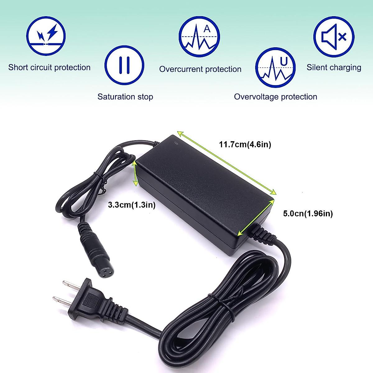UAUSE 3 Prong 42V Charger, Suitable for 36V Pocket Mod Sports Mod Lithium Batteries Charger, for Replacing 36V Electrical Equipment Chargers