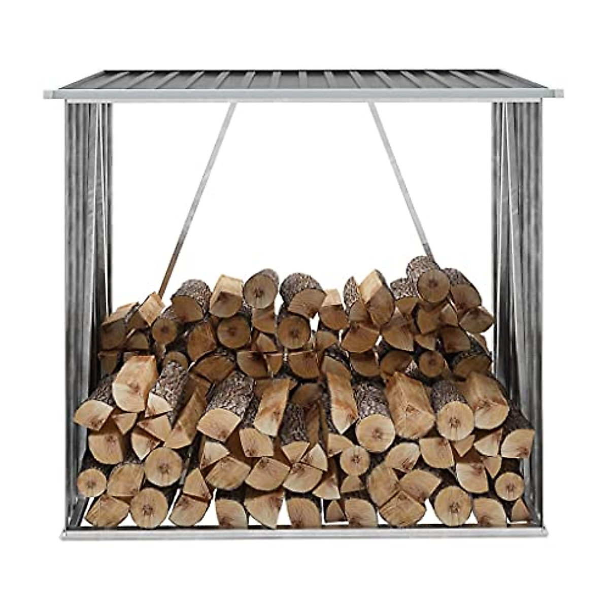 WIFESE Firewood Rack 64.2"x32.7"x60.6" Fire Wood Racks Outdoor Log Storage Shed Garden Storage Firewood Storage Racks Outside Wood Rack For Firewood Sloping Design Galvanized Steel Anthracite
