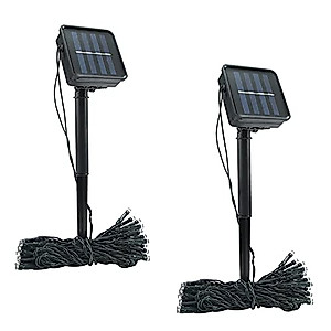 Solar String Lights, 100 LED 39ft LED String Lights Waterproof, 8 Modes, for Home Garden Patio Halloween Party Xmas Trees Decorate，Warm White，Pack of 2