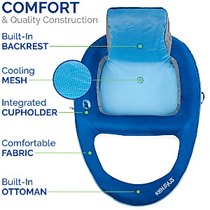 Kelsyus Premium Floating Lounger XL with Fast Inflation, Inflatable Recliner Chair, Lake & Pool Float for Adults with Cup Holder, Amazon Exclusive