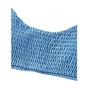 Verdusa Women's 2 Peices Textured Bathing Suit Smocked Wireless Bikini Bandeau Top Thong Swimsuit Blue M