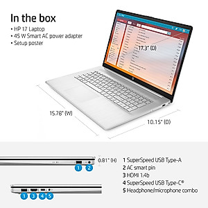 HP Laptops 17 inch Touchscreen 2023| Windows11| AMD Ryzen5 7530U Beat i7-1165G7| Wireless Wi-Fi6| USB C| Widescreen| Numeric Keyboard| Webcam| HDMI Cable (32GB RAM | 1TB PCIe SSD)