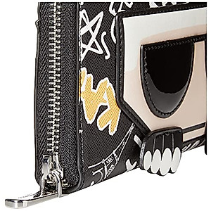 Karl Lagerfeld Paris Women's Maybelle Zip Wallet, Black/Orange SLG, One Size